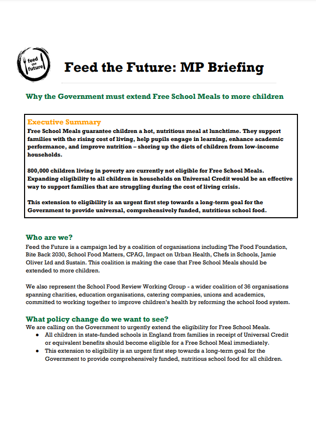 MP Briefing: Feed The Future - why the Government must extend Free ...
