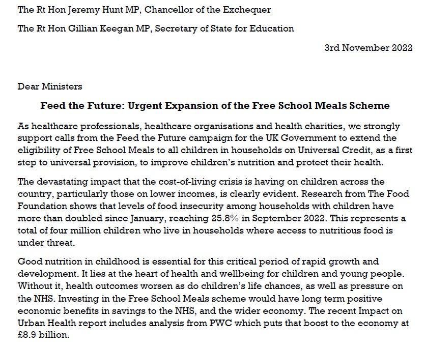 Healthcare professionals call for urgent expansion of Free School Meals ...